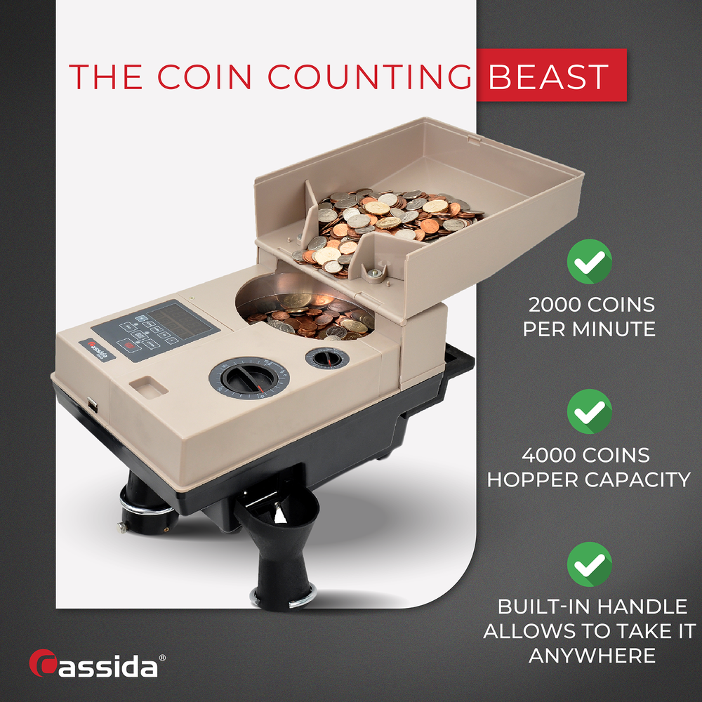 Cassida C500 Coin Counter - Coin Sorter: Lasts 10-15 Years! Beast in Counting!