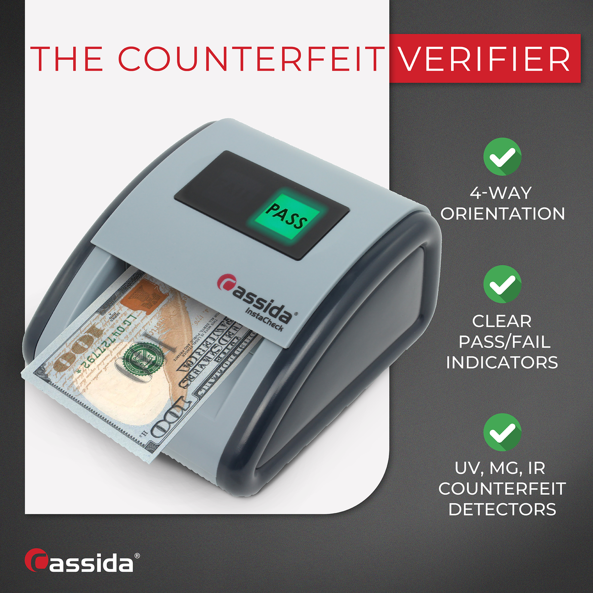 Cassida InstaCheck Counterfeit Detector - Money Checker with UV, MG, IR ...