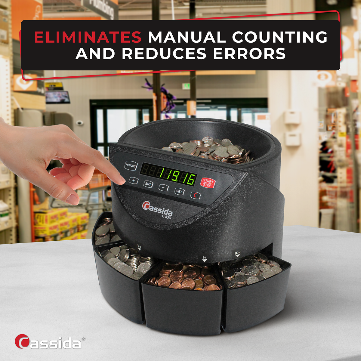 Cassida C100 Coin Counter - Coin Counting Machine - Fast, Accurate ...