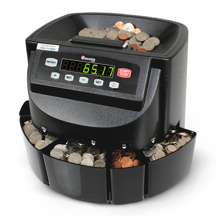 Cassida C200 Coin Counter - Coin Sorter: 300 Coins/Min Count