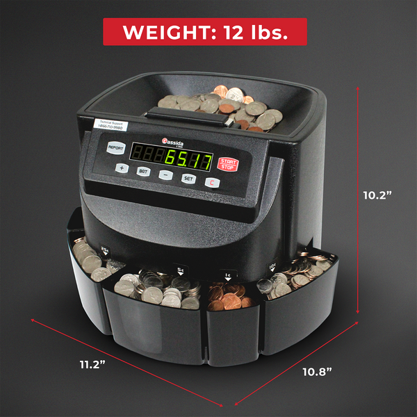 Cassida C200 Coin Counter - Coin Sorter: 300 Coins/Min Count