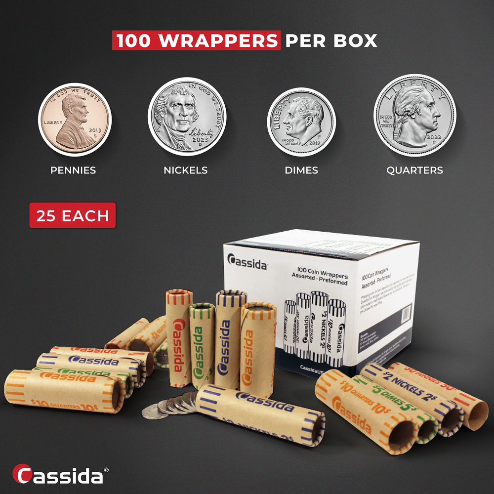 Cassida Coin Wrappers - Coin Rolls - Keep Coins Organized