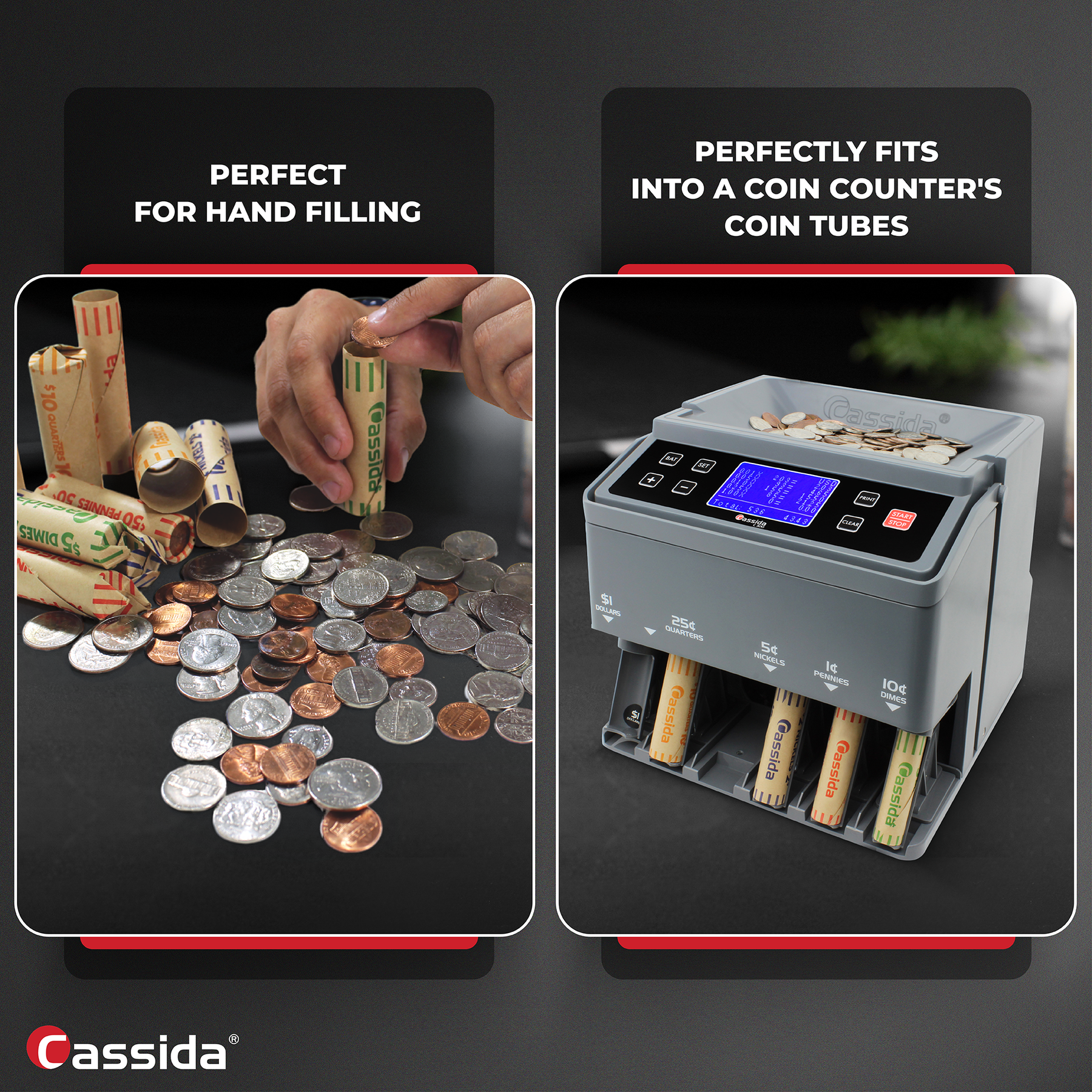 Cassida Coin Wrappers - Coin Rolls - Keep Coins Organized