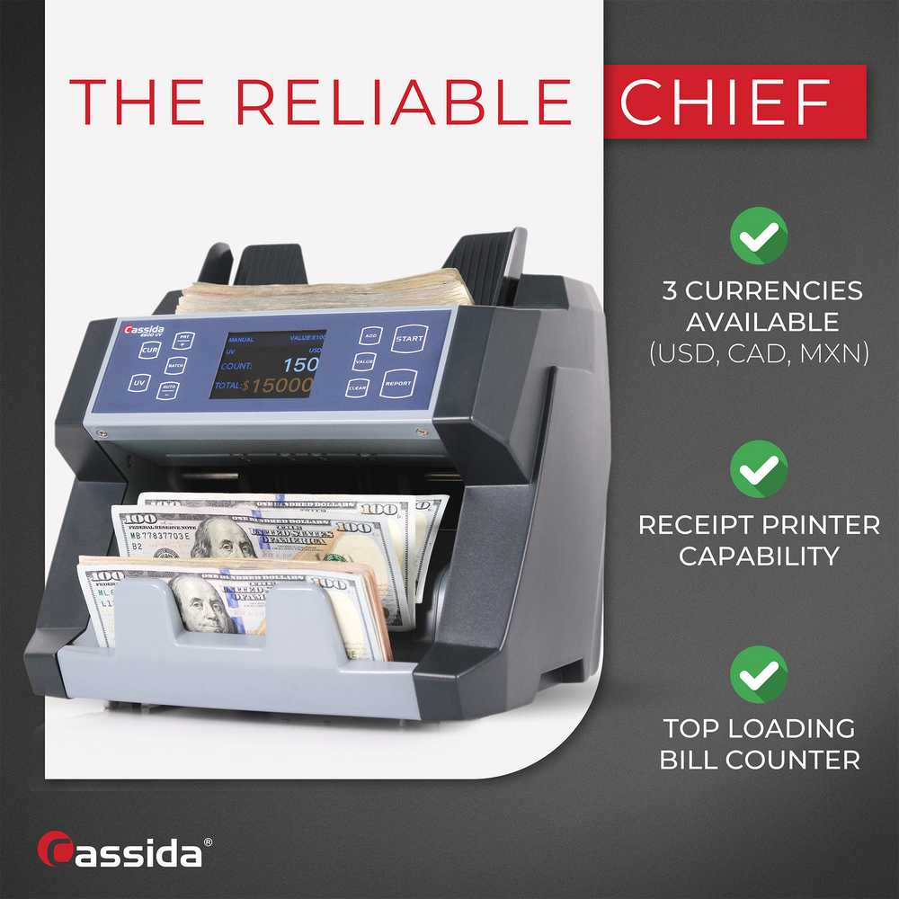 Cassida 6600 UV/MG Bill Counter - Money Counter with Top Loading ...
